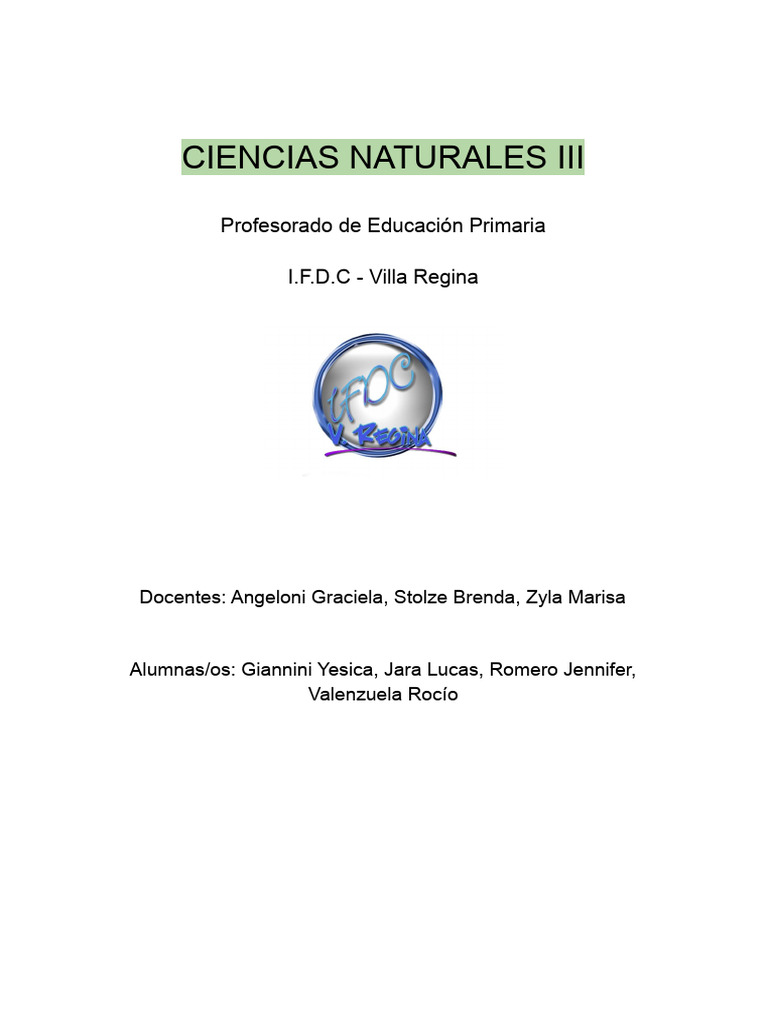 Planificación Cs. Naturales III - Grupo N°9 | PDF