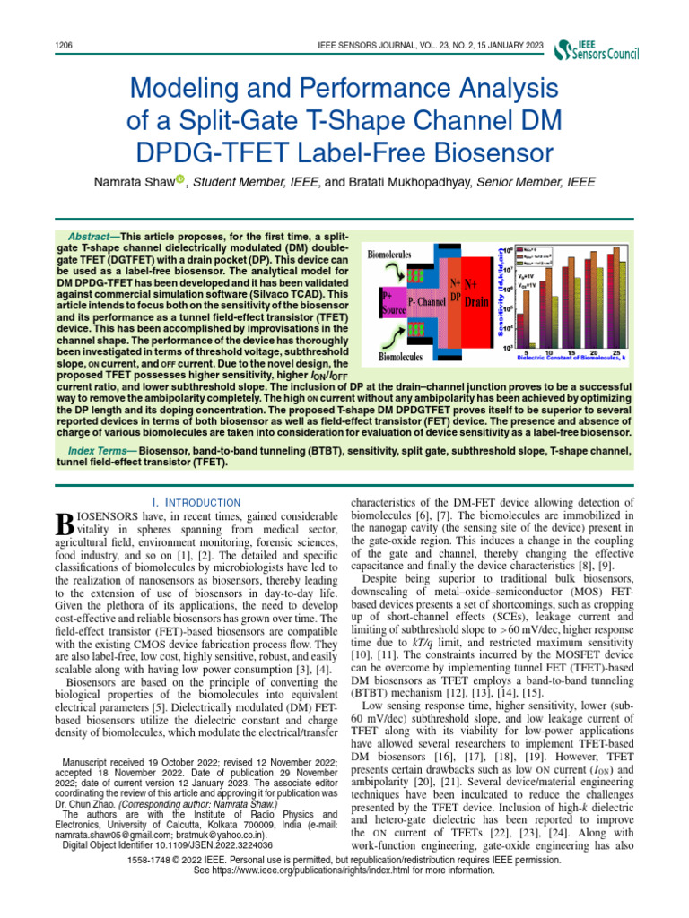 Modeling and Performance Analysis of A Split-Gate T-Shape Channel DM DPDG-TFET Label-Free ...