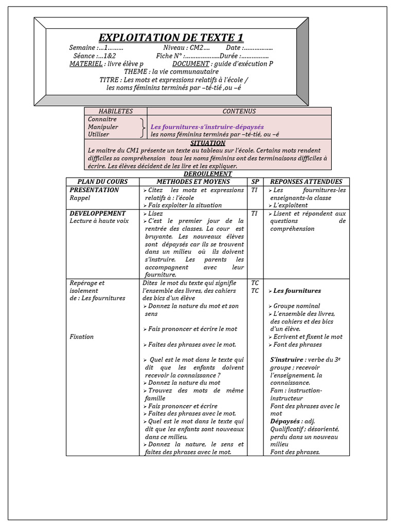 Exploitation de Texte 1-1 | PDF