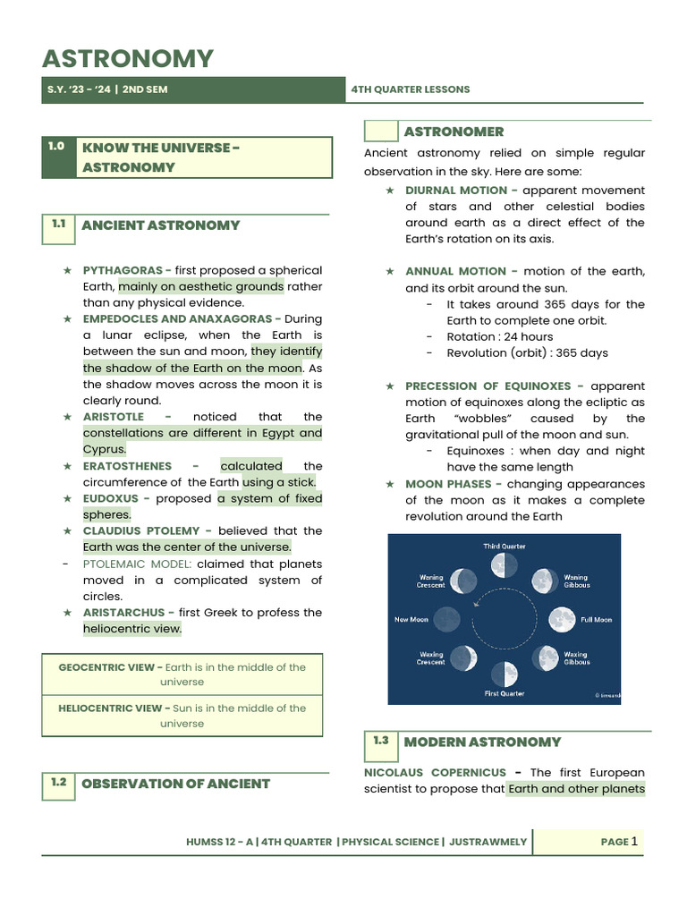 (PHYSICAL SCIENCE) Astronomy | PDF