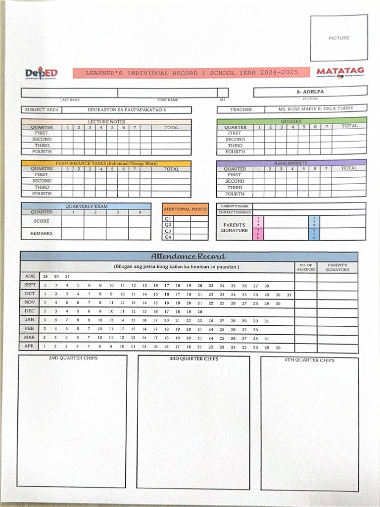 Learners Individual Record School Year 2024 2025 | PDF