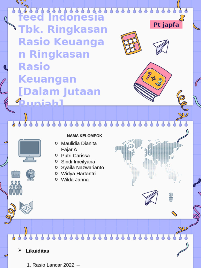 PPT. PT Japfa Com Feed Indonesia Tbk. Ringkasan Rasio Keuangan (Dalam Bentuk Jutaan Rupiah) | PDF