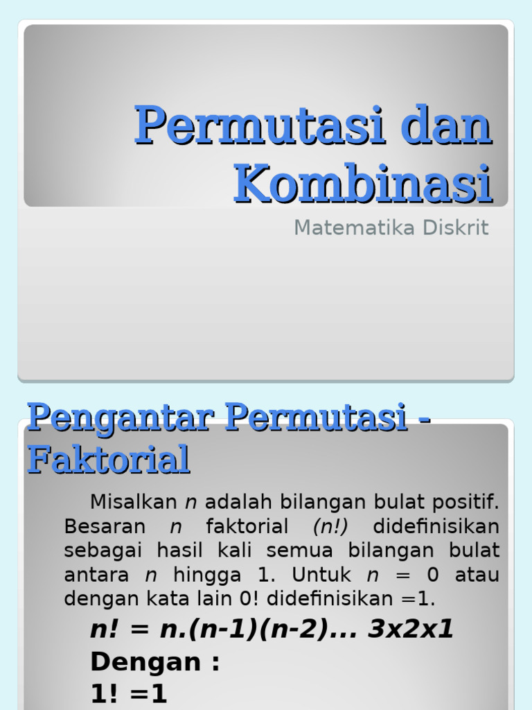 Permutasi Dan Kombinasi Pertemuan 4b | PDF