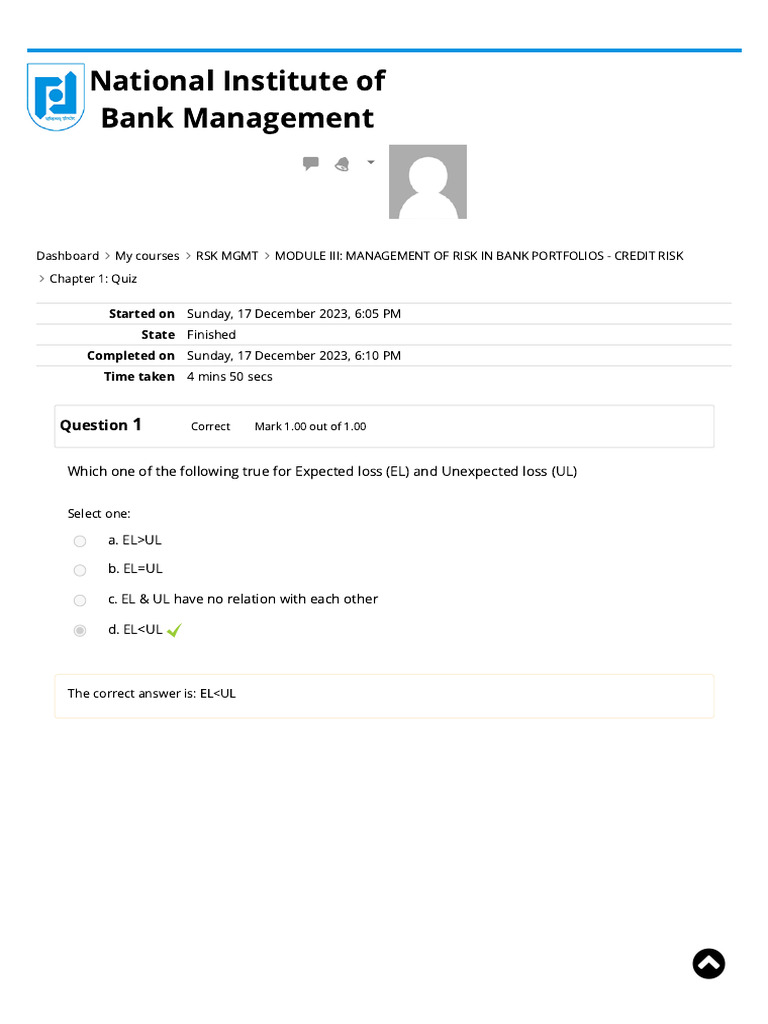 Module III Credit Risk Chapter 1 - Quiz | PDF | Financial Risk ...
