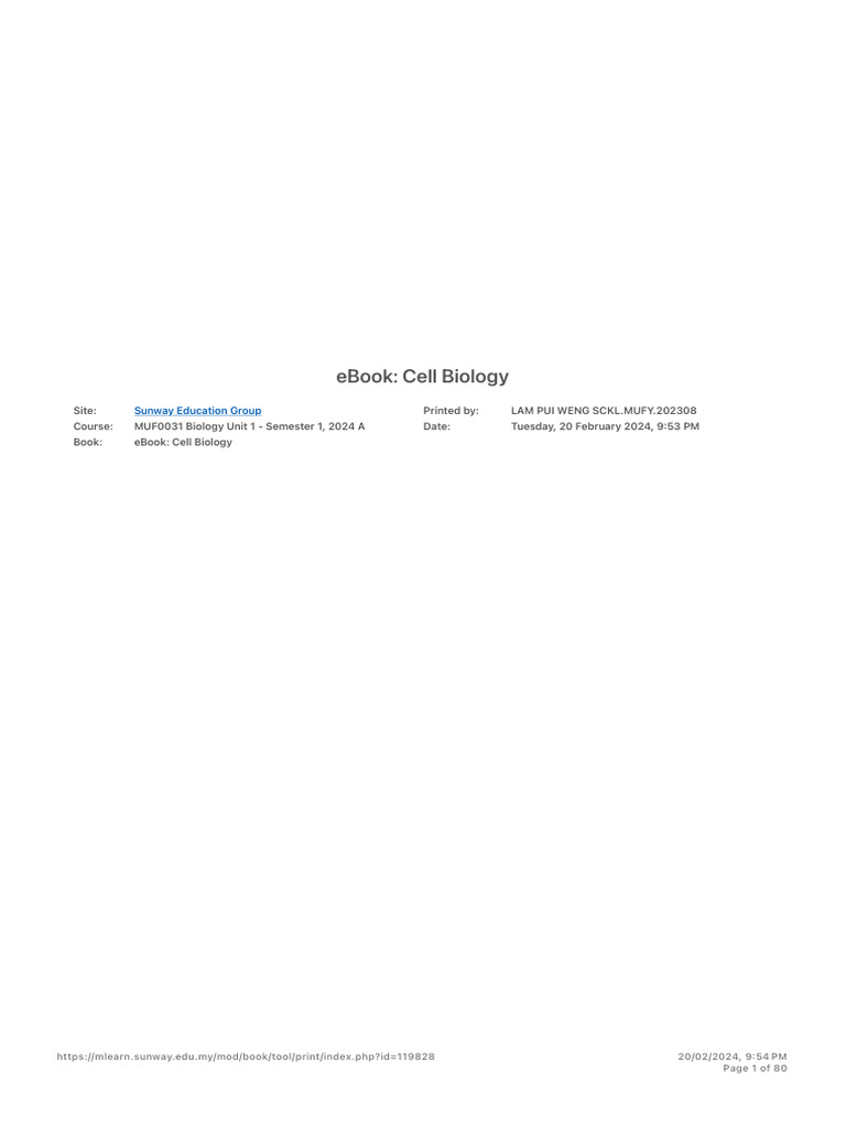 Ebook - Cell Biology Sunway Education Group | PDF