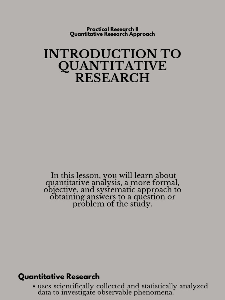 Lesson 1 Introduction To Quantitative Research | PDF