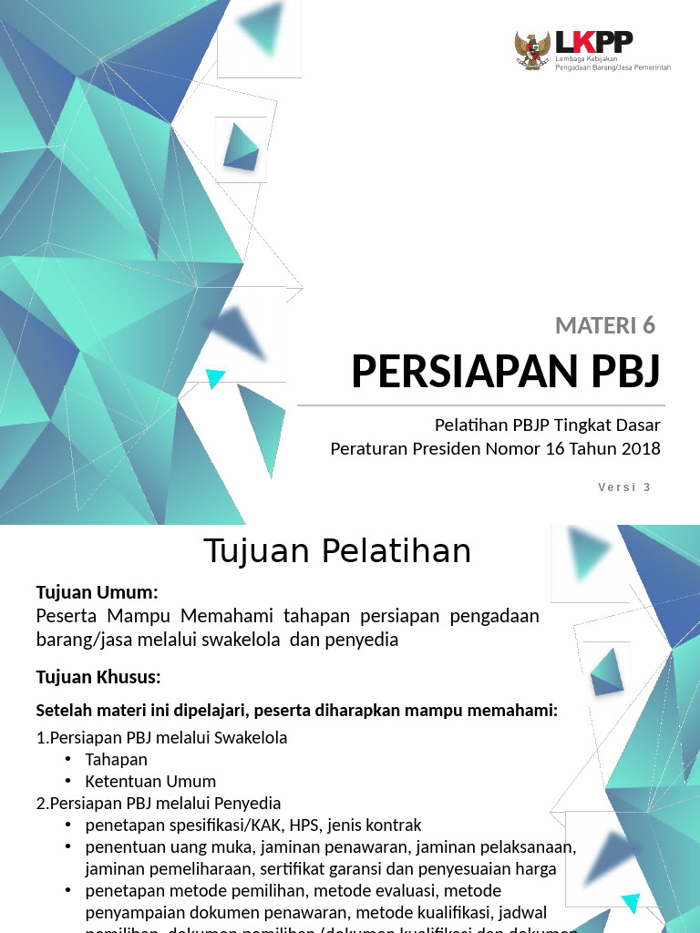 Materi 6 Persiapan PBJ v.3 | PDF