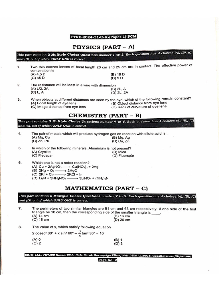 FTRE Sample Paper | PDF