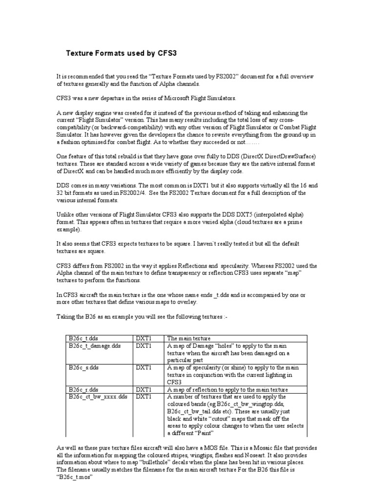 Texture Formats in CFS3 | PDF | Texture Mapping | Computer File