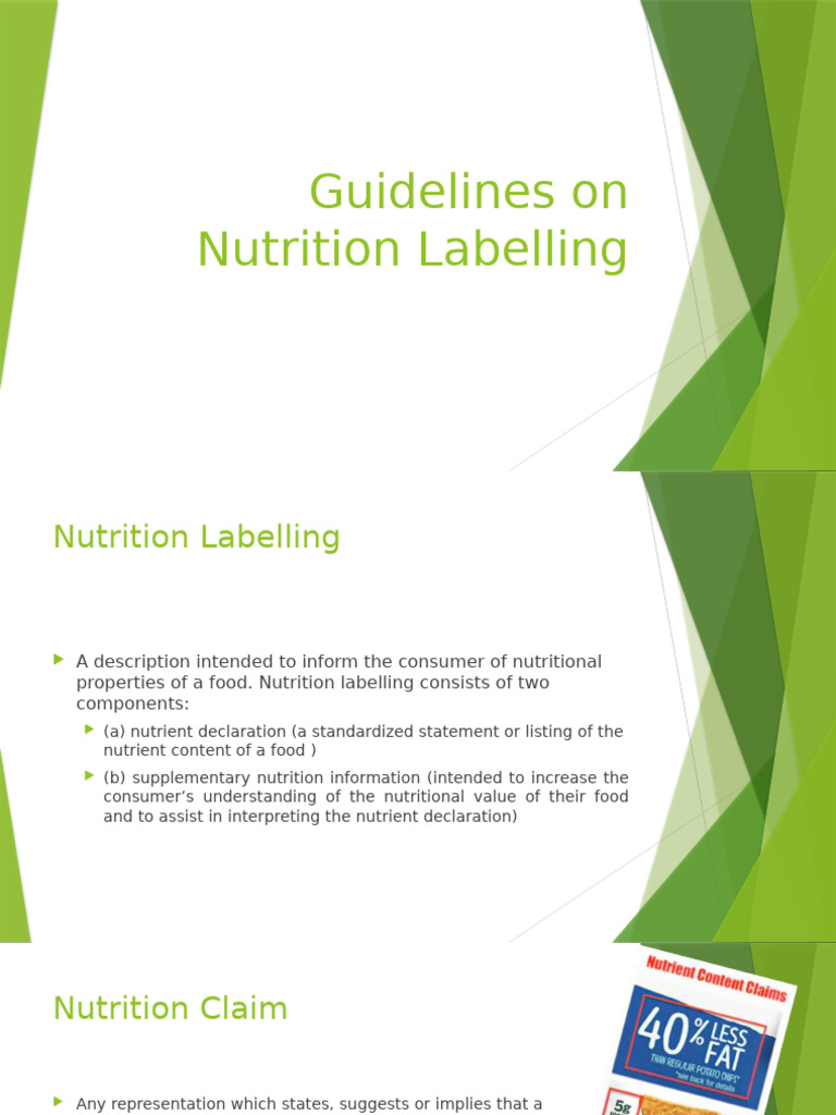 Guidelines On Nutrition Labelling | PDF