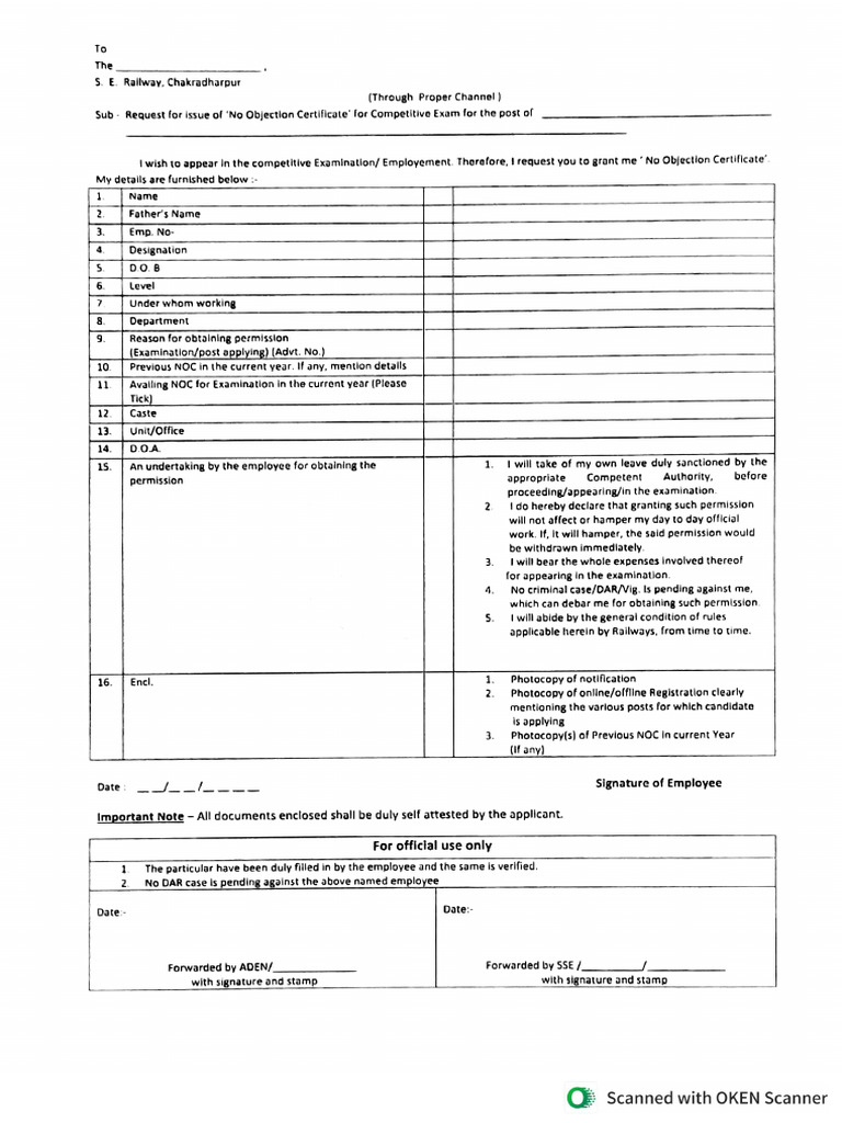 Format of No Objection Certificate (NOC) | PDF