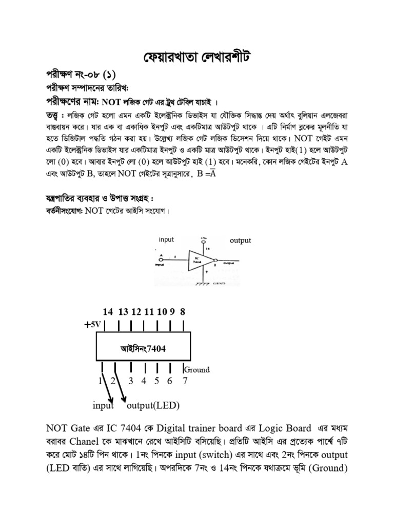 PDF Fair Sheet of Logic Gate | PDF