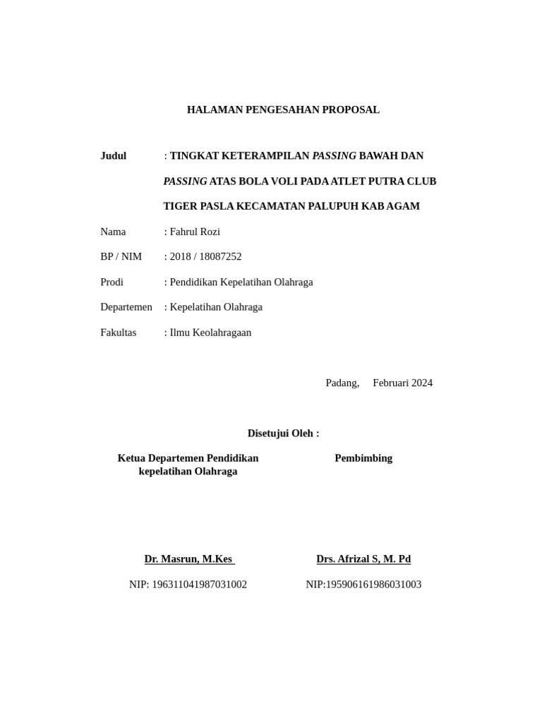 Halaman Pengesahan Proposal | PDF