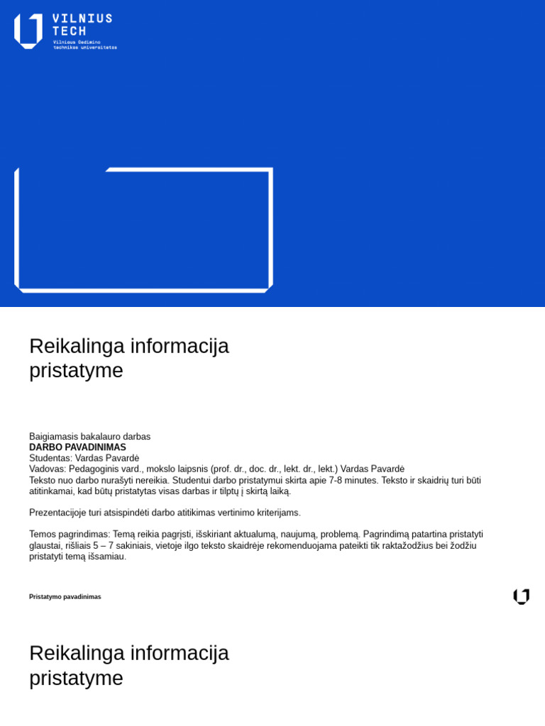 VILNIUS TECH Pristatymo Šablonas | PDF