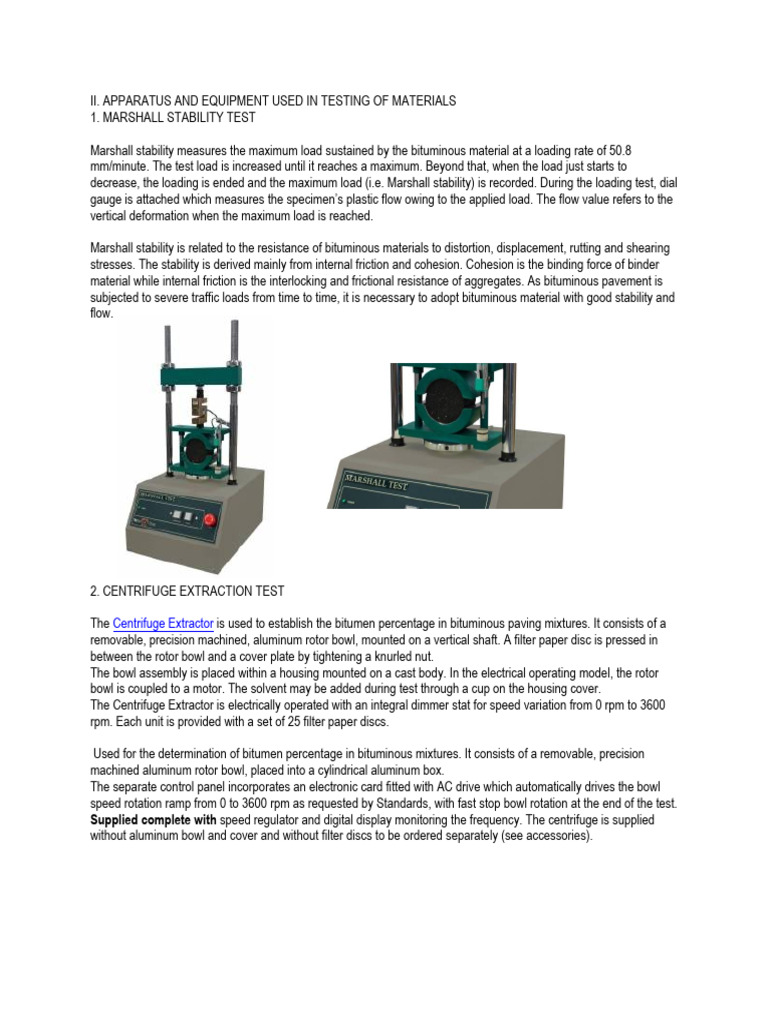 Familiarization With Apparatus and Equipment Used in Testing of ...
