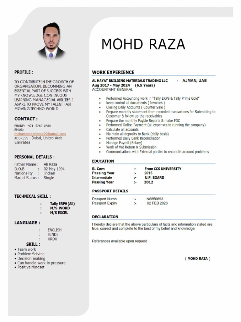 Mohd Raza CV | PDF