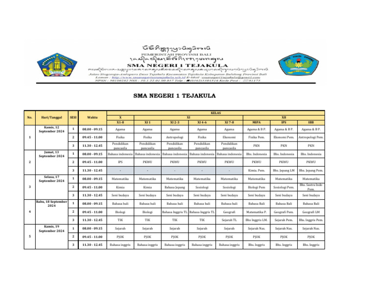 Jadwal Pengawas STS | PDF