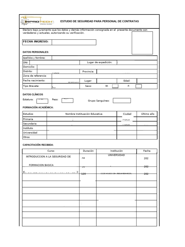 Basc Formato en Blanco | PDF