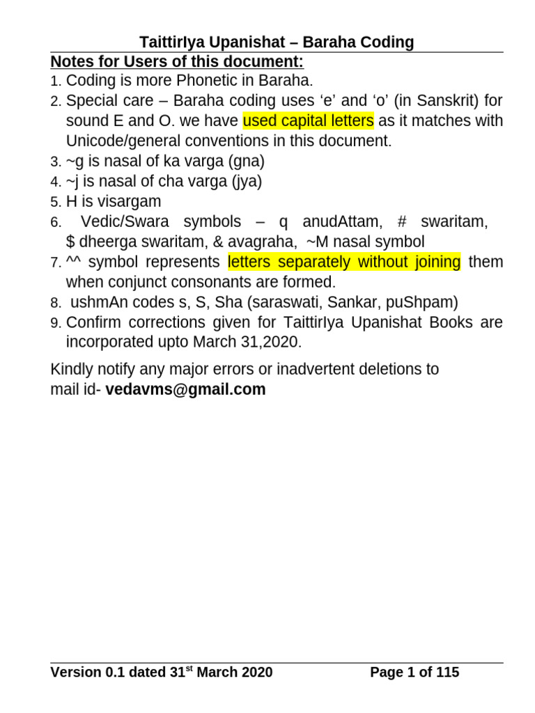 Taittiriya Upanishad Baraha | PDF