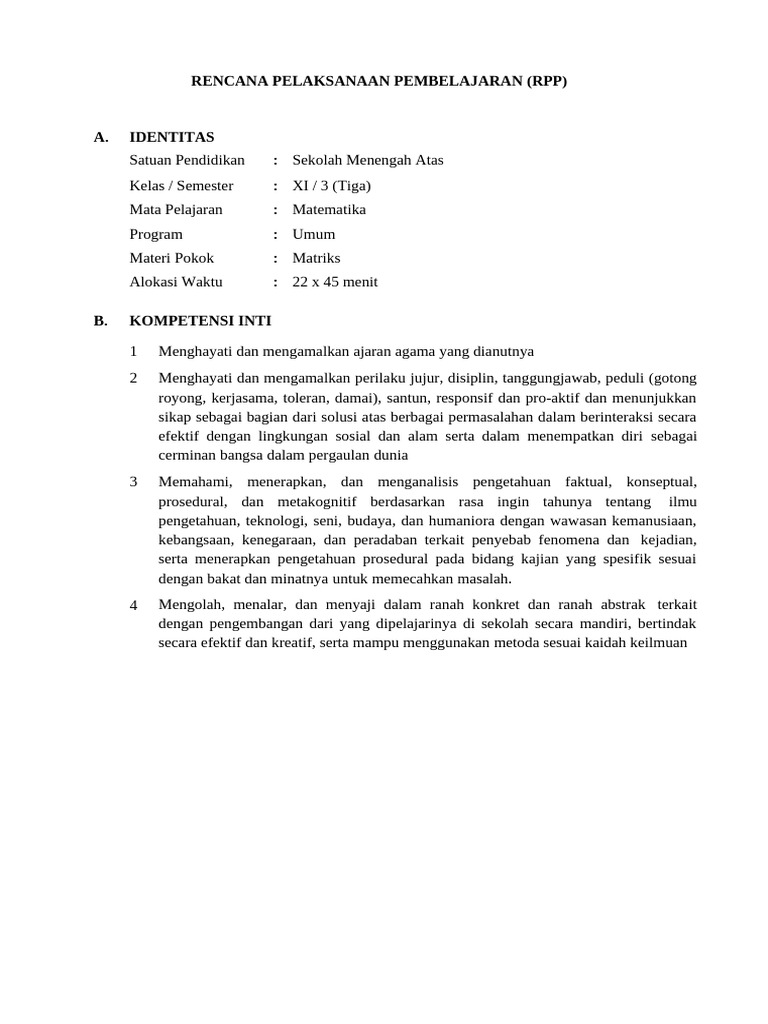 02c RPP Matriks | PDF