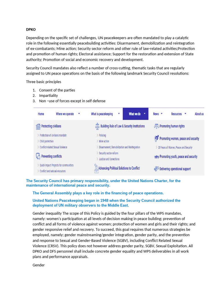 DPKO and Gender | PDF | Gender | Gender Studies