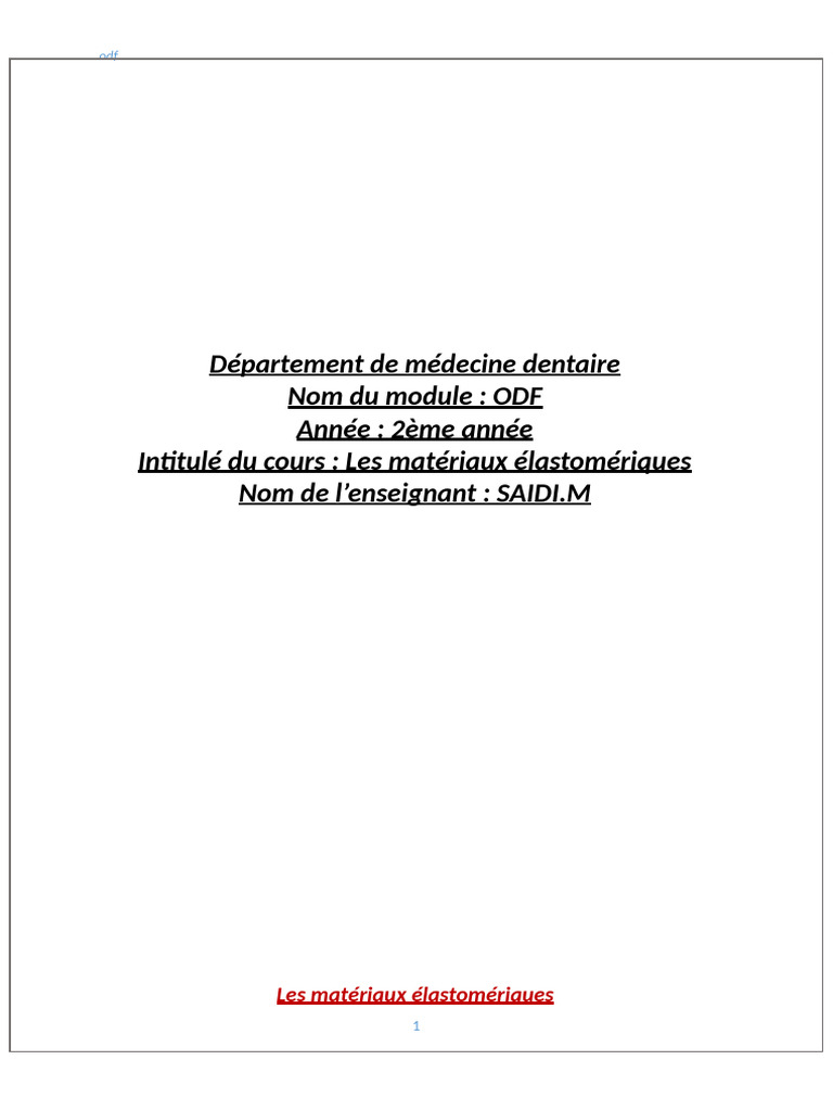7-Les Matériaux Élastomériques Odf - DR Saidi 2021 | PDF