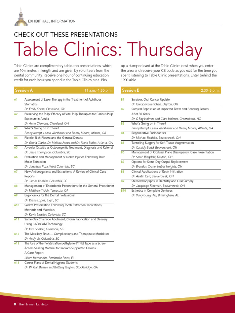 Table Clinics 2014 | PDF