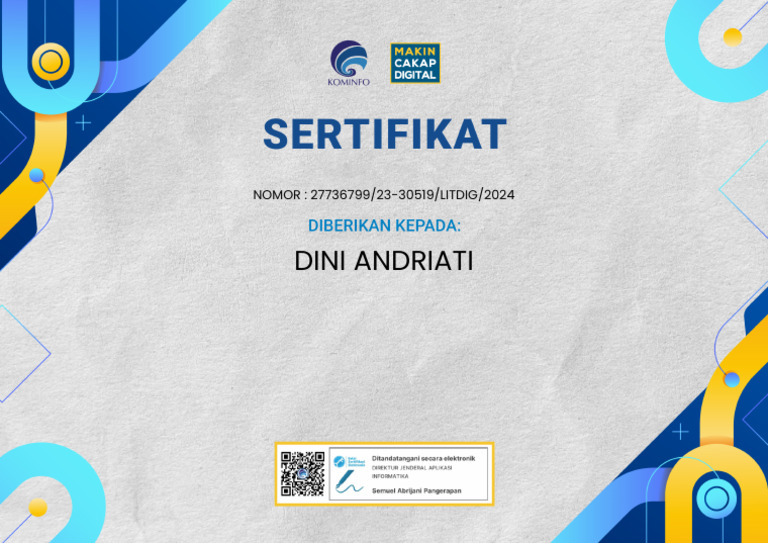 Sertifikat Seminar Literasi Digital | PDF