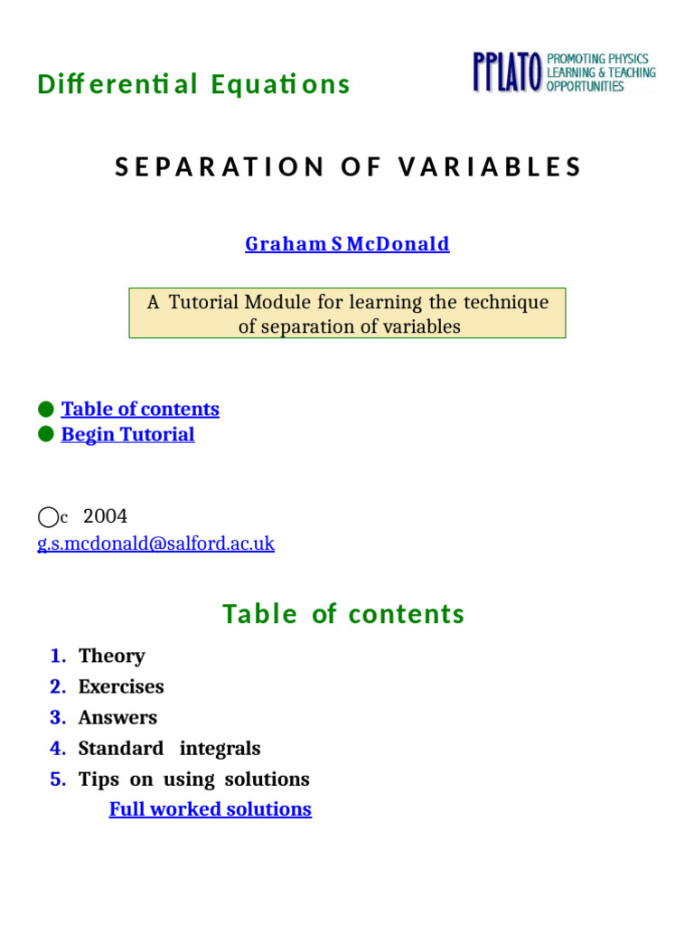 M2 02 Separation of Variables | PDF