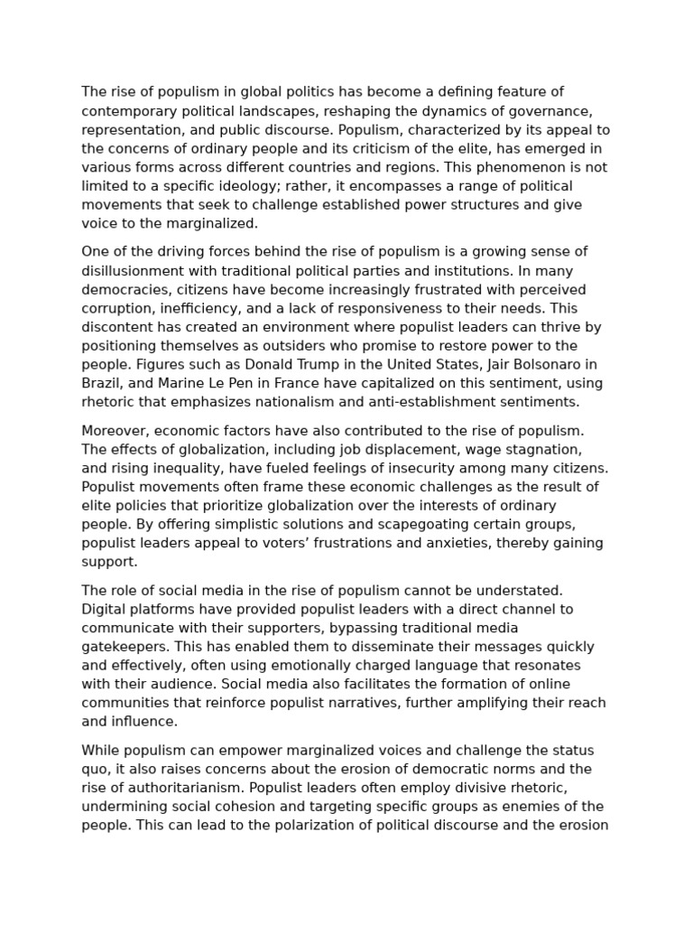 The Rise of Populism in Global Politics | PDF