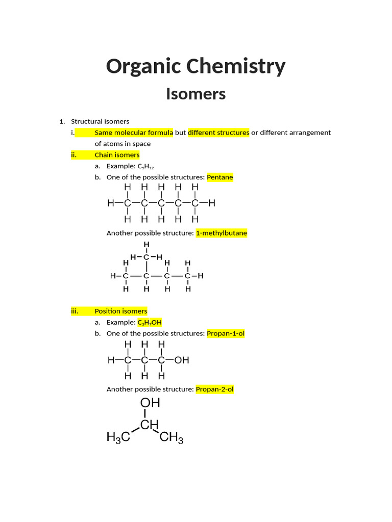 Dse Chem Isomers Note | PDF