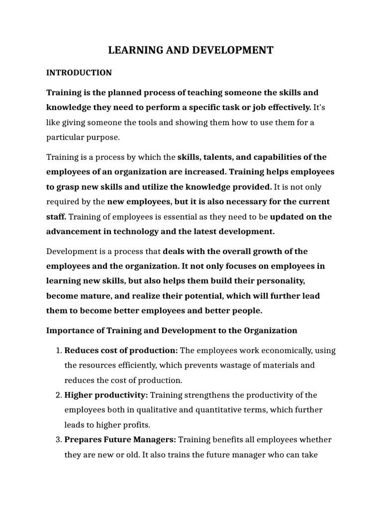 Learning and Development | PDF