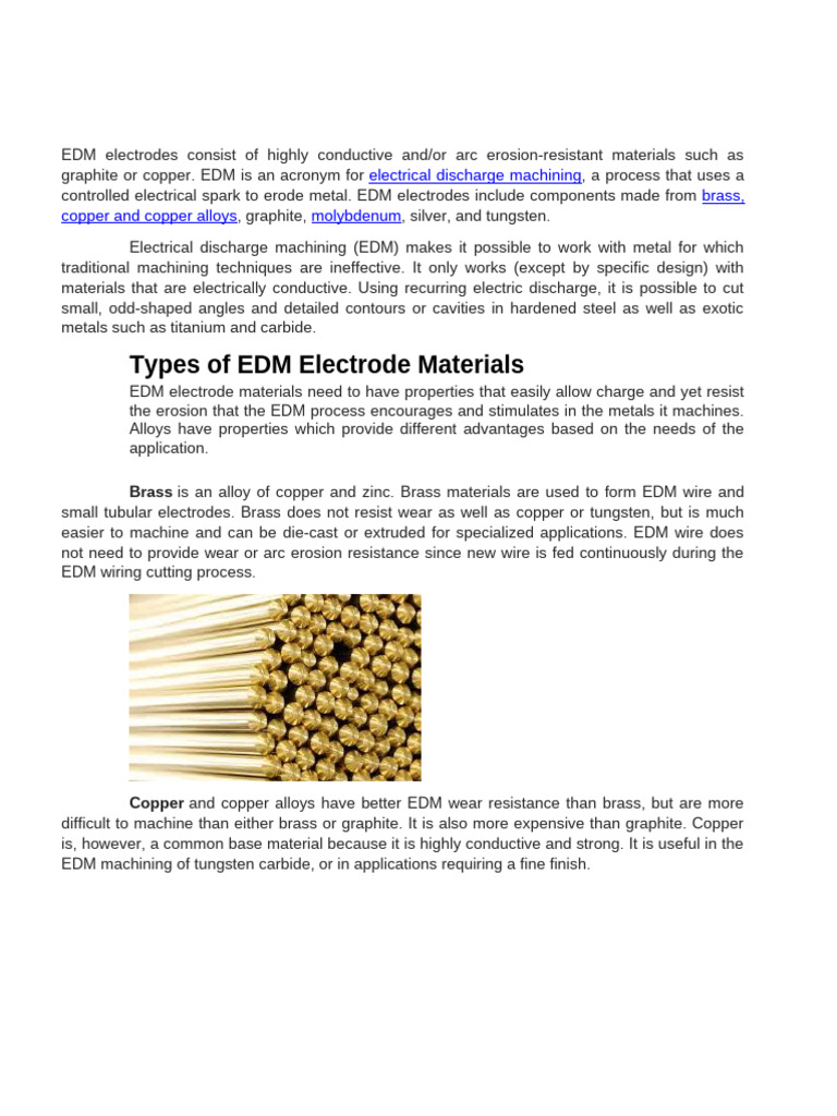 EDM Electrodes Consist of Highly Conductive and | PDF