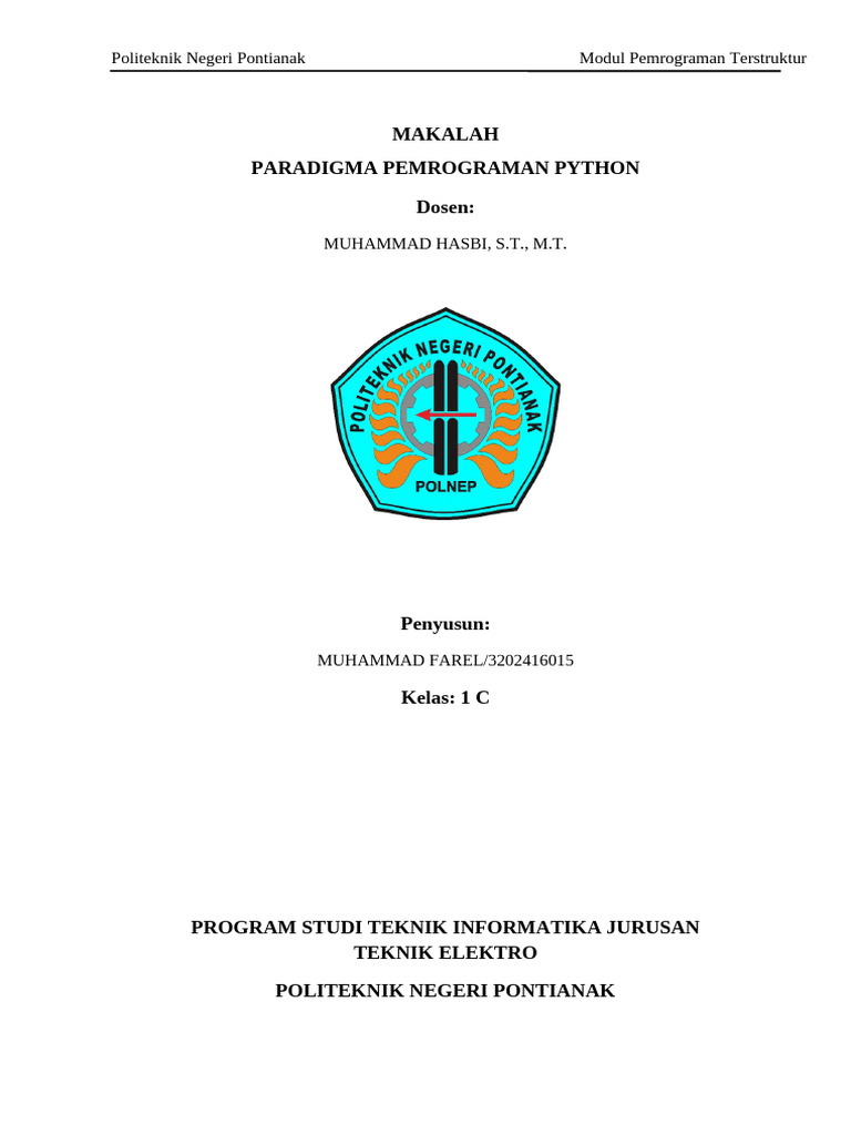 Makalah Paradigma Pemrograman Python Muhammad Farel | PDF