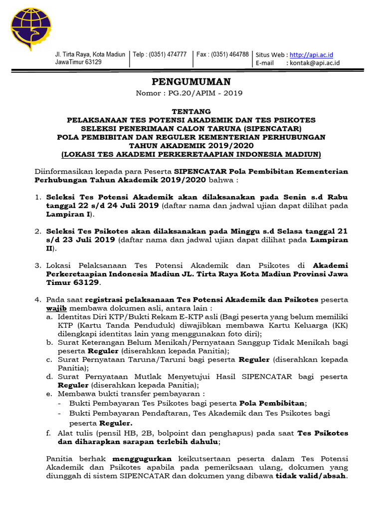 PG 20 Apim 2019 | PDF