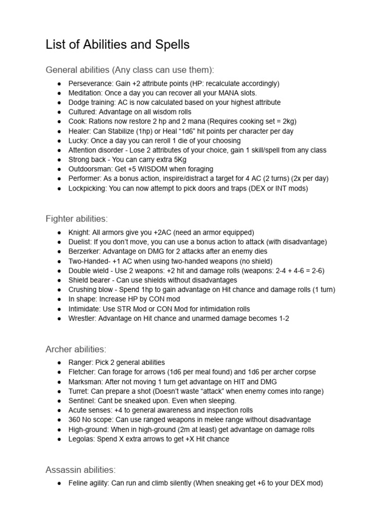 Abilities and Spells | PDF