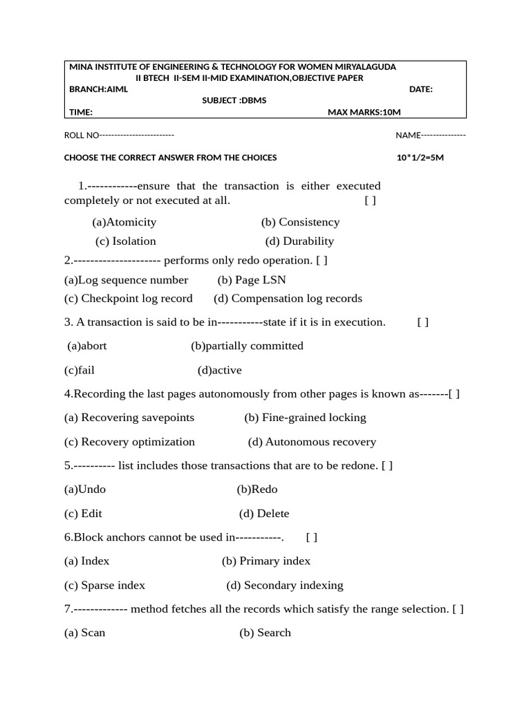 Dbms Obj Paper | PDF