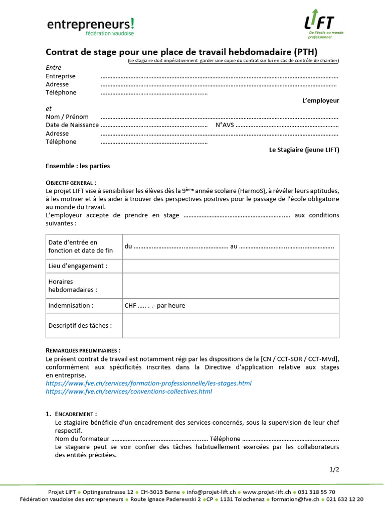 Exemple Contrat de Stage LIF FVE | PDF