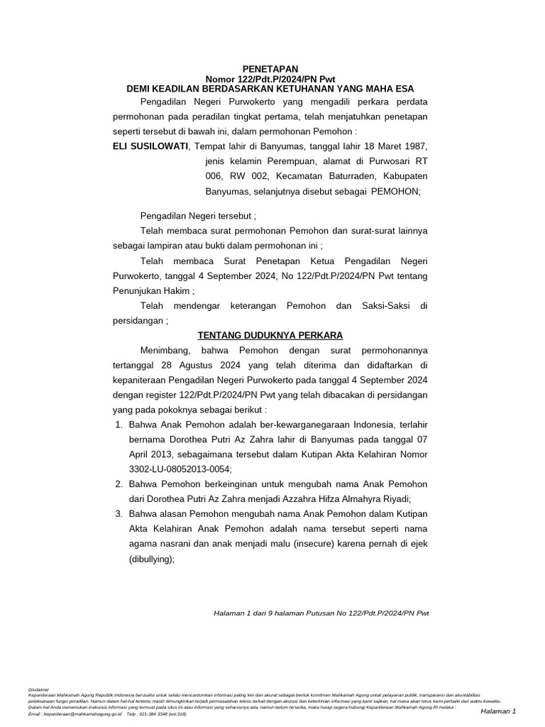 Salin2-Putusan 122 PDT.P 2024 PN PWT 20240929172734 | PDF