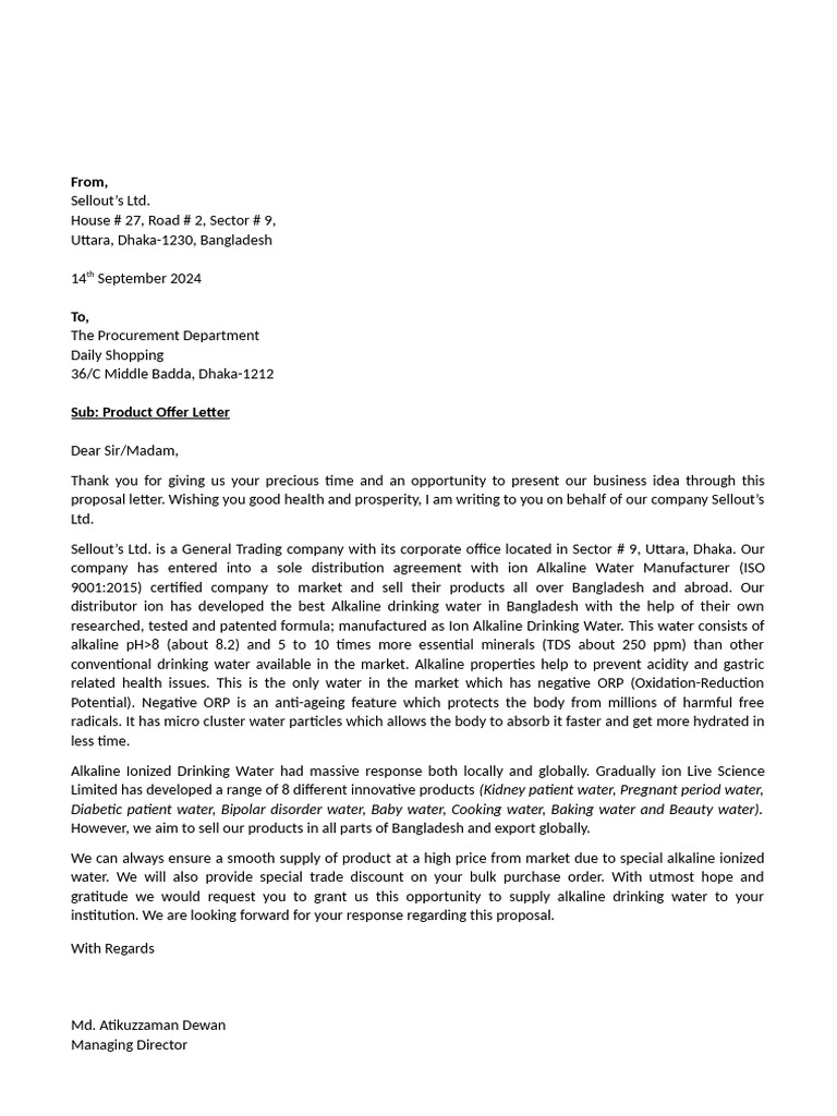 Product Offer Letter | PDF