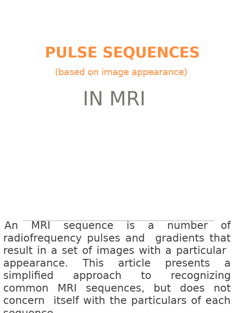 Mri Pulse Sequences-1 | PDF