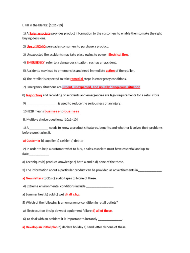 Class 11 Retail Question Answers | PDF