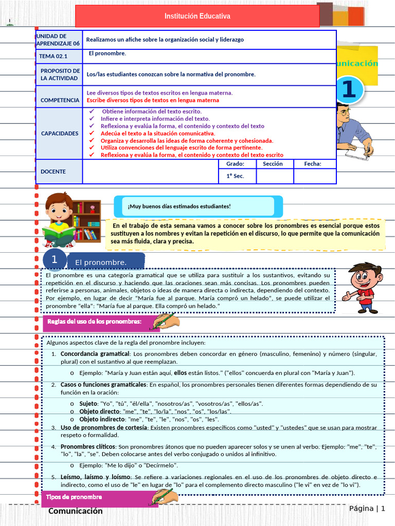 1º Sec. Comun. Ficha de Actv 02.1-2024 | PDF
