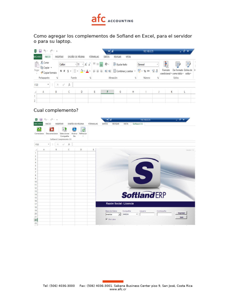Manual Excel Complementos Softland | PDF