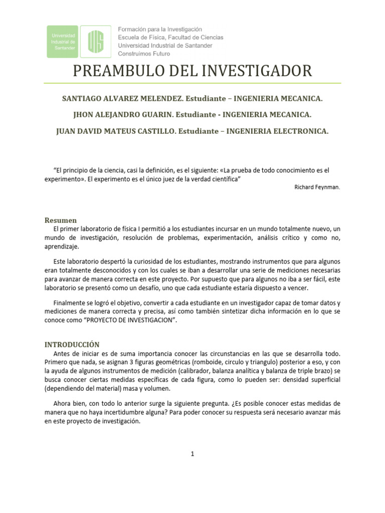 Proyecto de Investigacion PREAMBULO DEL INVESTIGADOR | PDF