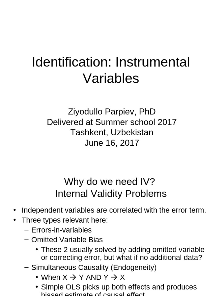 Identification: Instrumental Variables | PDF