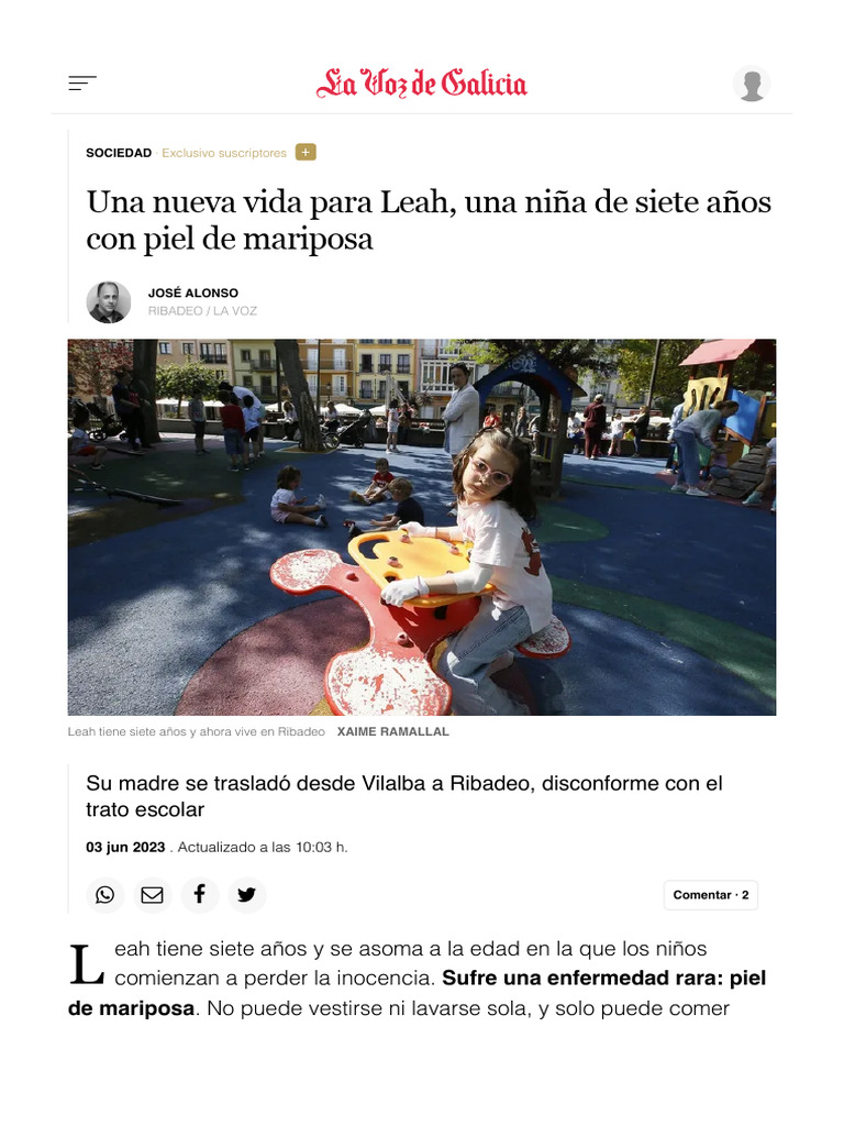 Una Nueva Vida para Leah, Una Niña de Siete Años Con Piel de Mariposa | PDF