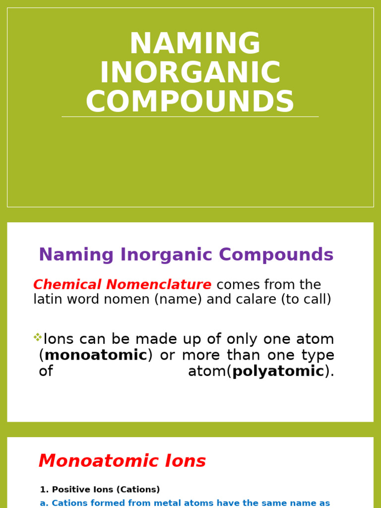 Naming Inorganic Compounds 25 | PDF