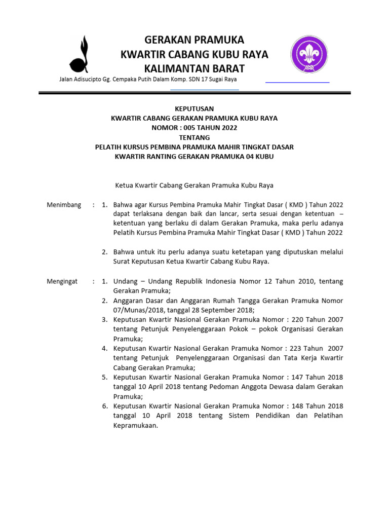 SK Pelatih & SK Panitia - KMD Kubu - 2022 | PDF