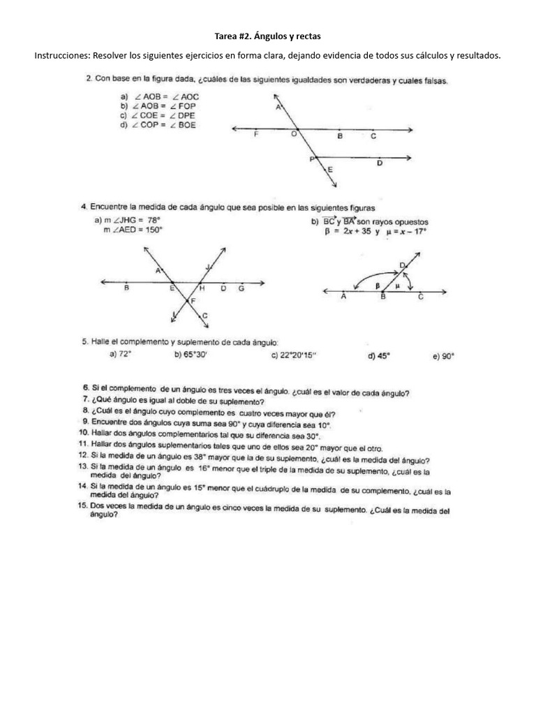 Tarea 2-Angulos y Rectas | PDF